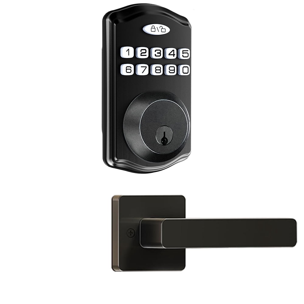 Entry Door Lock With Handle Set,Electronic Keypad Deadbolt Lock with 2 ...