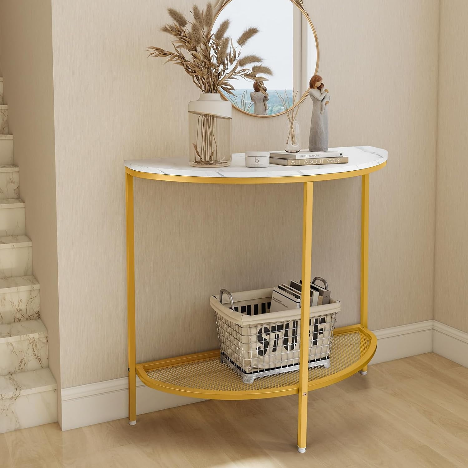 Entry Table Narrow Livingroom Furniture: 2 Tier Modern Console Table ...