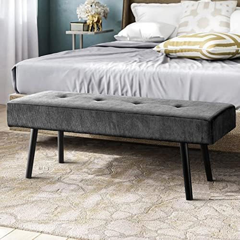 Entryway Bench - Grey Bench for Bedroom, Modern Ottoman End of Bed ...