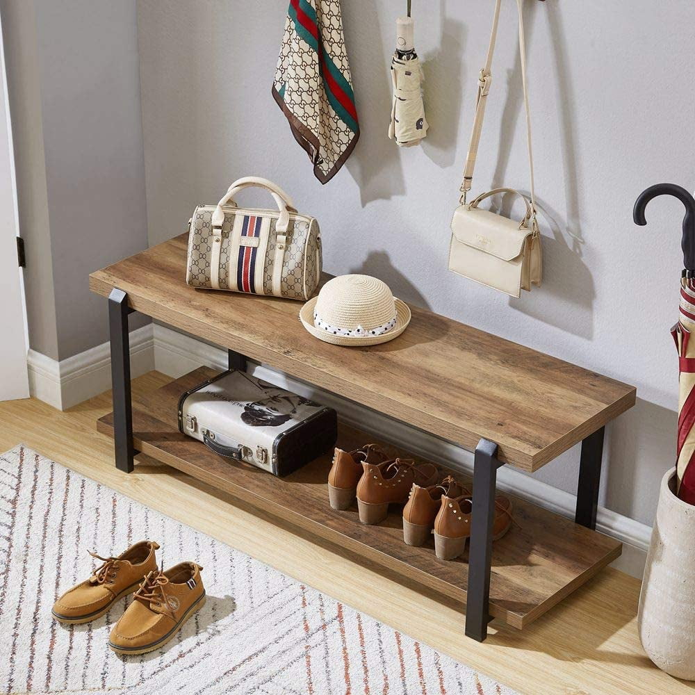 Entryway Bench, Industrial Shoe Bench for Living Room, Rustic Indoor ...
