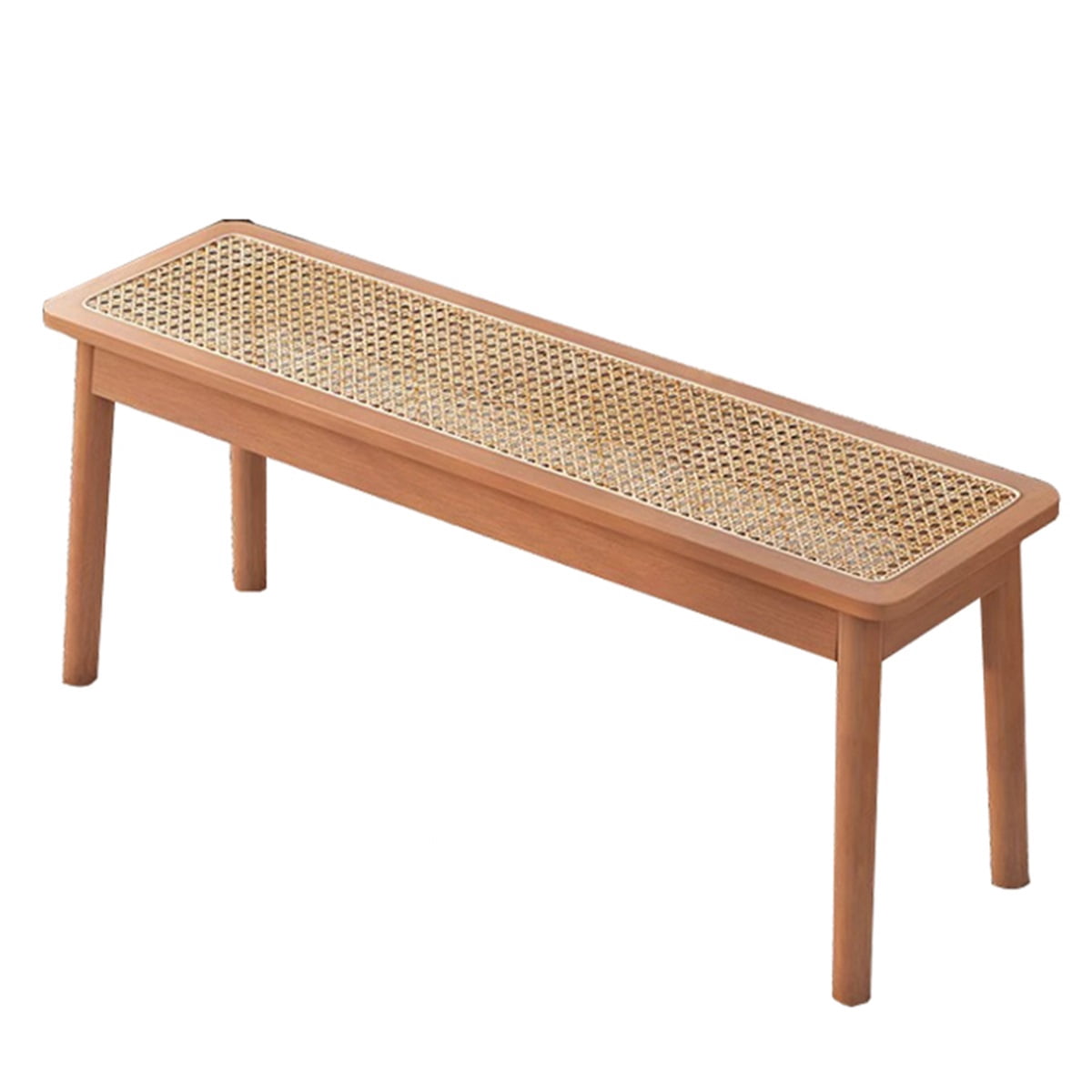 Entryway Bench, Mid Century End Of Bed Bench With Rounded Corner, Wood ...