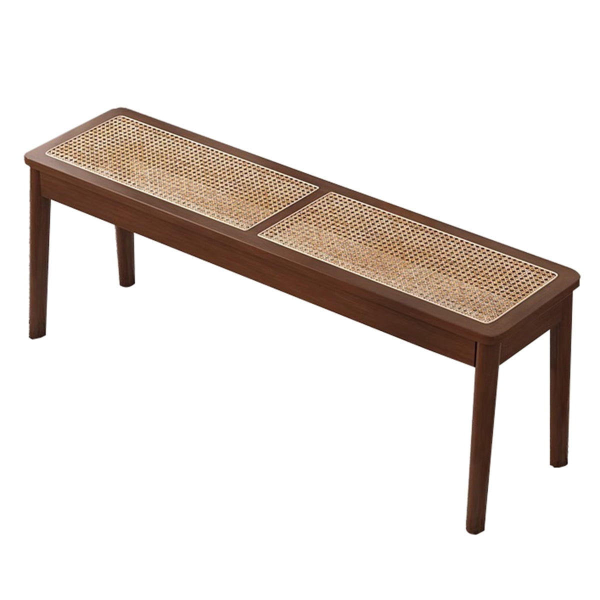Entryway Bench, Mid Century End Of Bed Bench With Rounded Corner, Wood ...