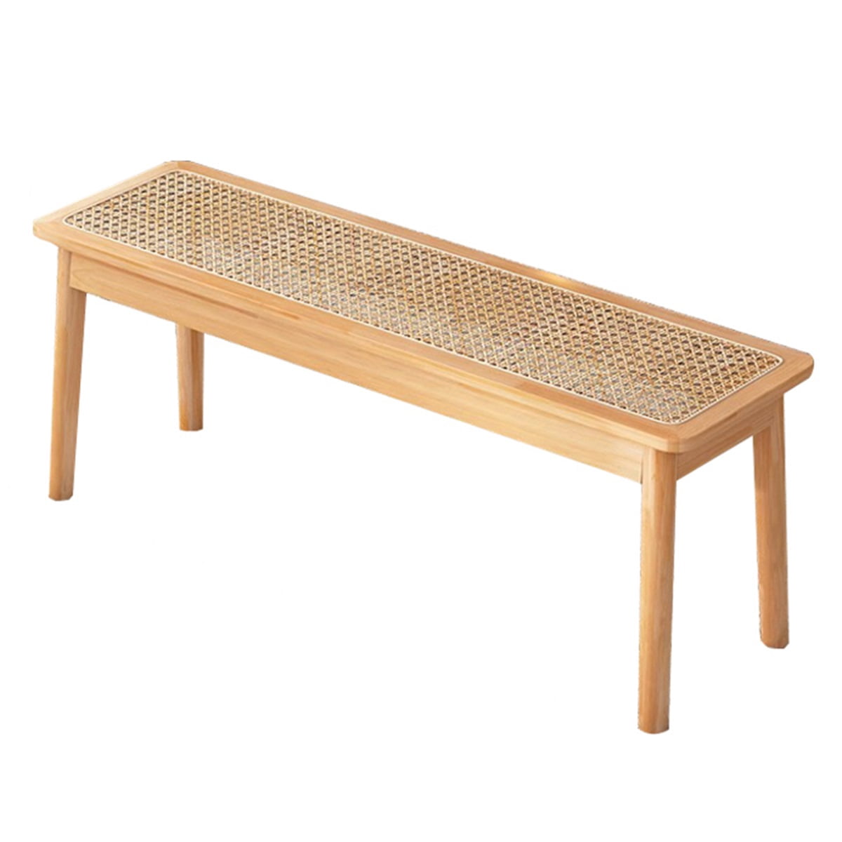 Entryway Bench, Mid Century End Of Bed Bench With Rounded Corner, Wood ...