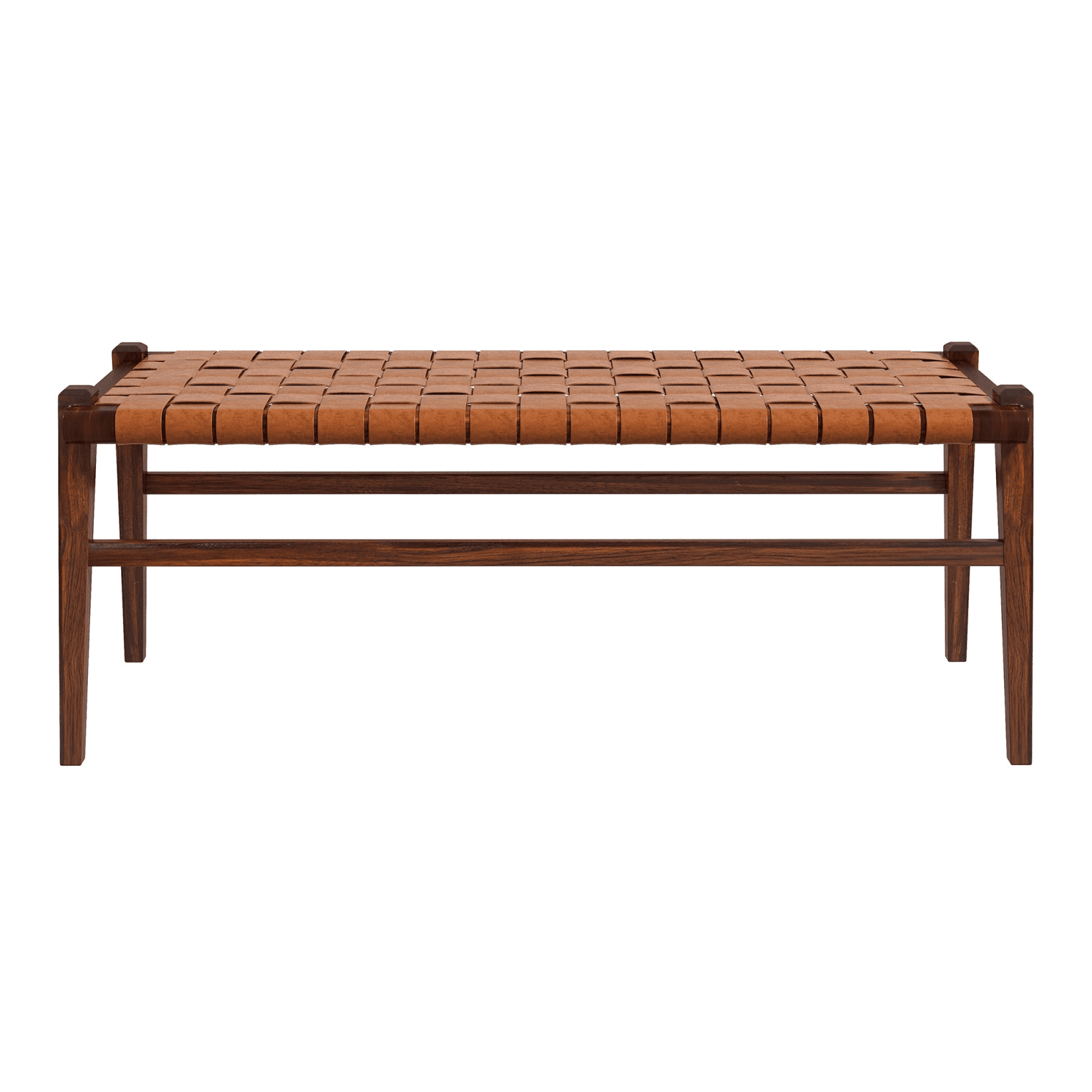 Entryway Bench, Tan Leather Bench with Solid Wood Frame And Brown ...