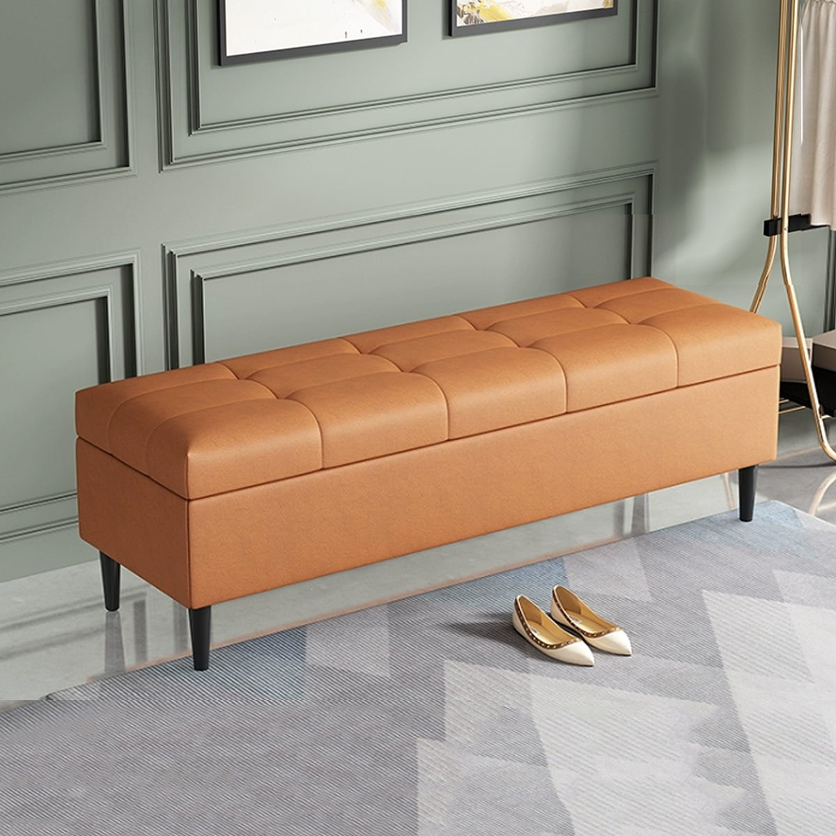 Entryway Bench With Storage,End Of Bed Ottoman Bench For Bedroom ...