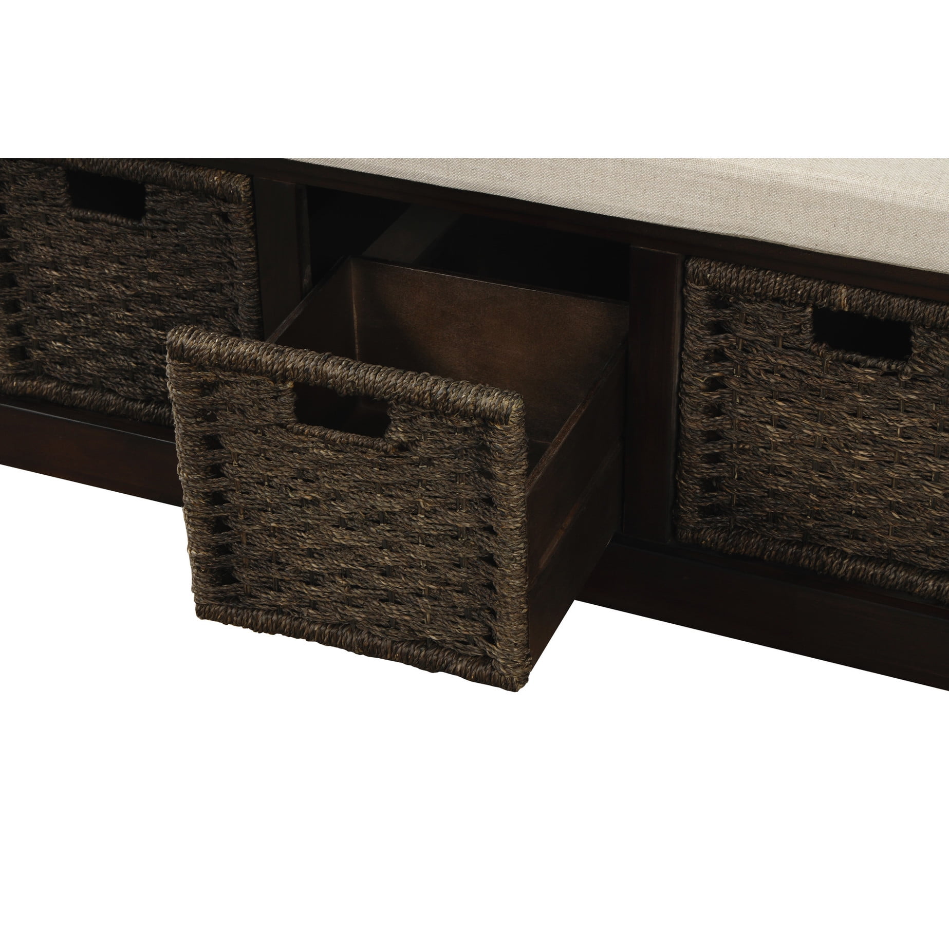 Entryway Bench with Removable Baskets | Fashion - Function Blend | Acacia Wood and MDF Panels ...
