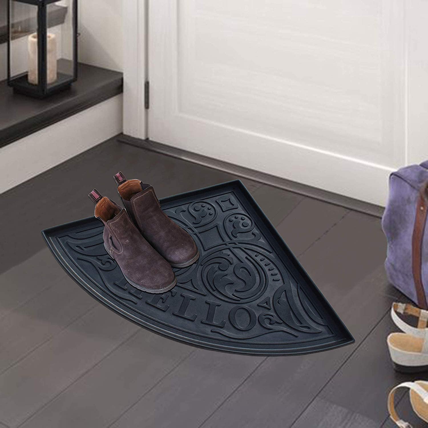 Entryway Boot Tray 21.6x21.6, Heavy-Duty Flexible Rubber Triangle Mat ...