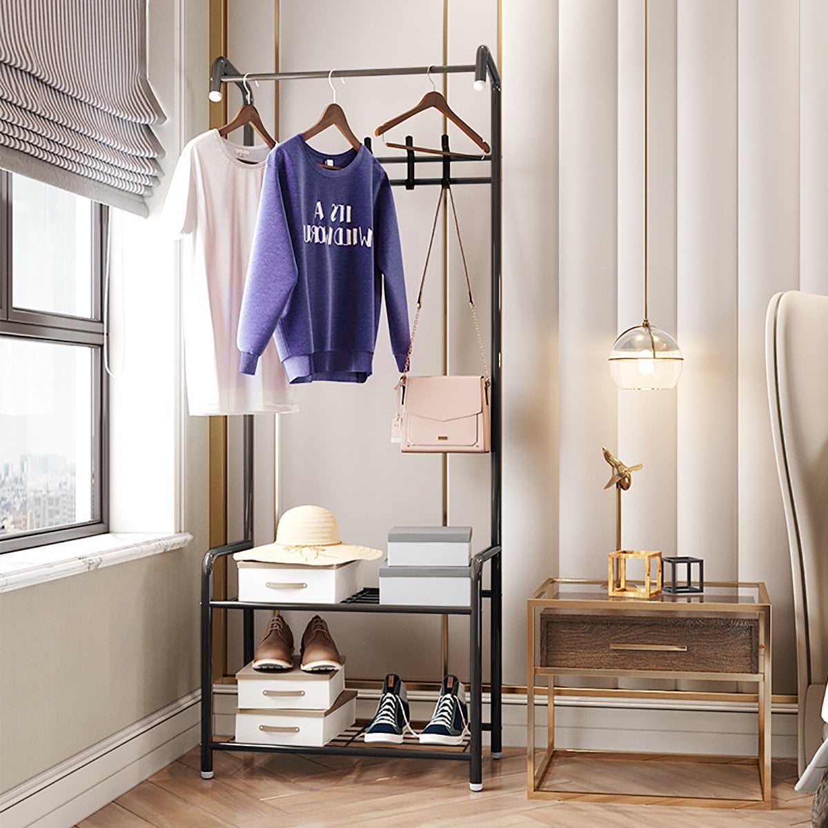 Entryway Coat Rack, Hall Tree Entryway Bench Coat Rack 3 in 1 ...