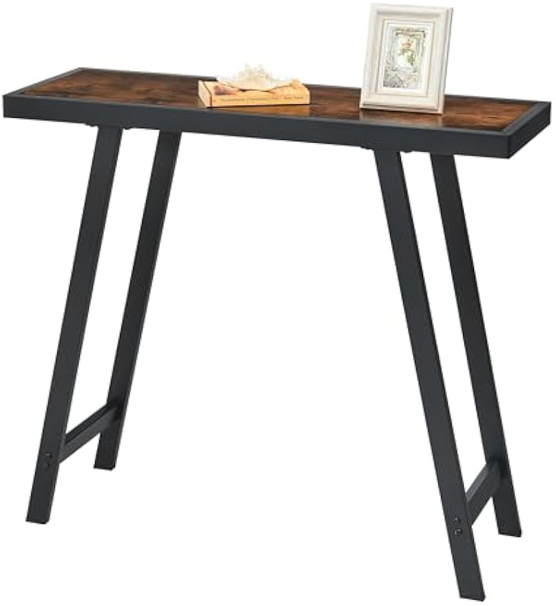 Entryway Console Table, 35.43”Narrow Sofa Table Behind Couch, Trapezoid ...