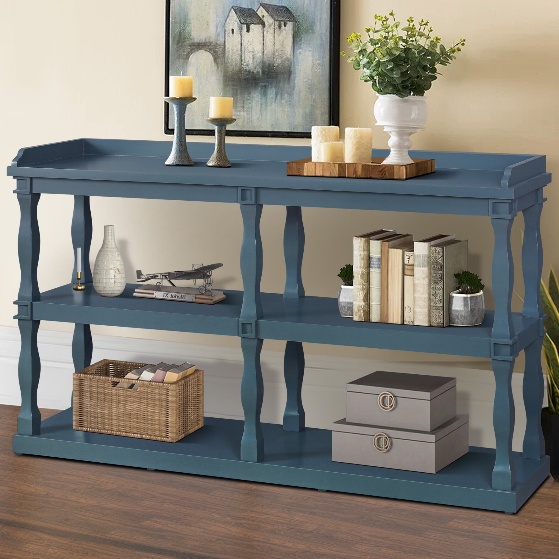 Entryway Console Table, Industrial Entry Table with 3-Tier Open Storage ...