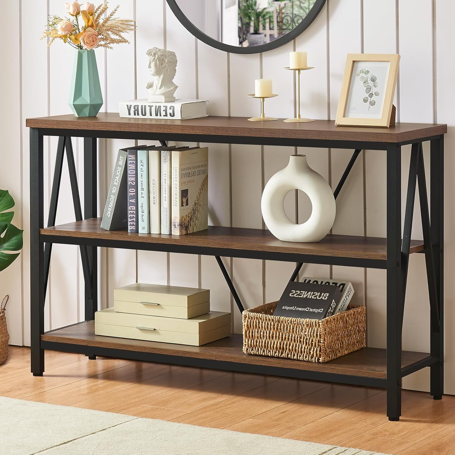 Entryway Console Table, Rustic Console Table with Wide Storage ...