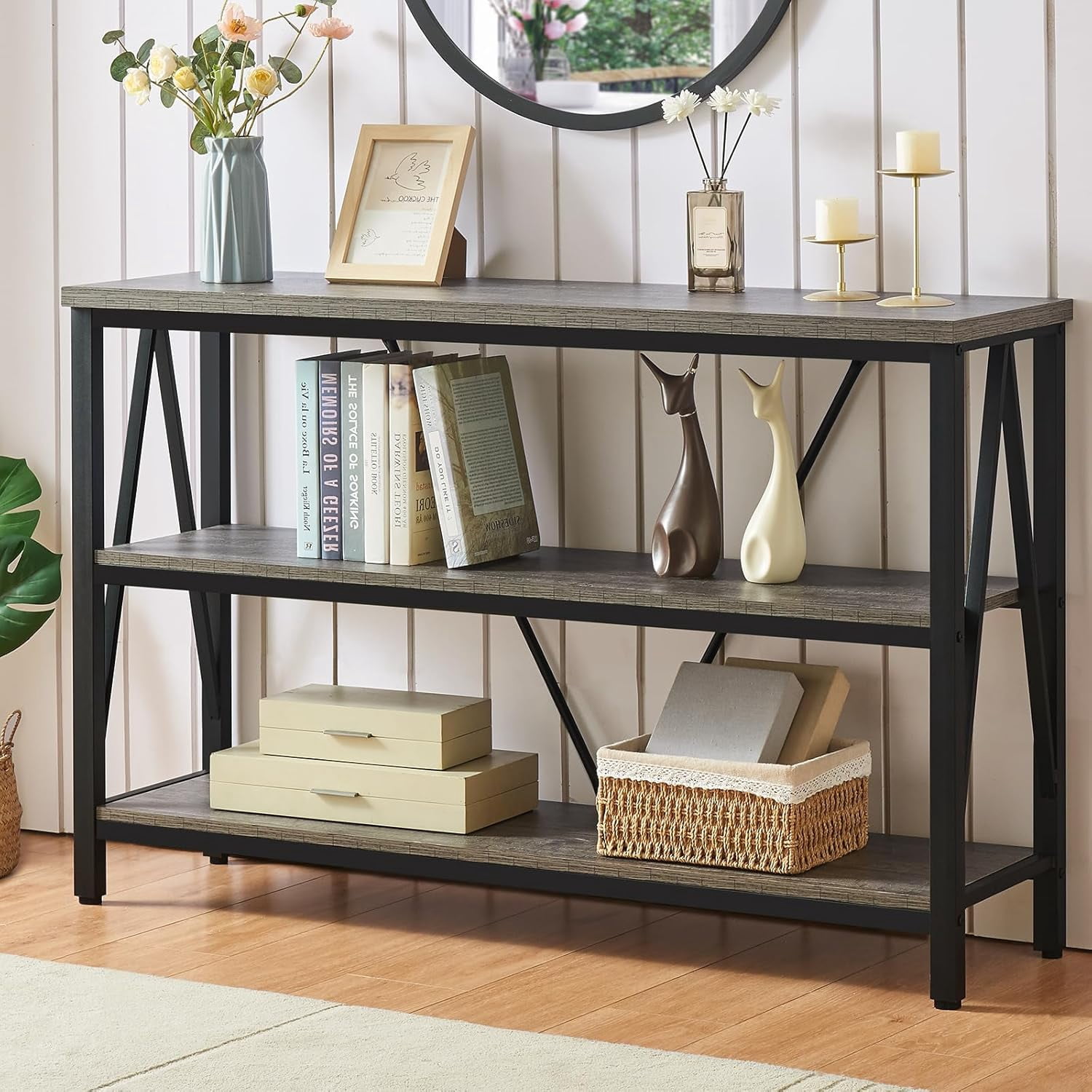 Entryway Console Table, Rustic Console Tables with Wide Storage ...