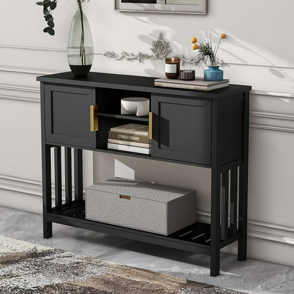 Entryway Console Table with 2 Doors & Storage & Shelf, Sofa Table ...