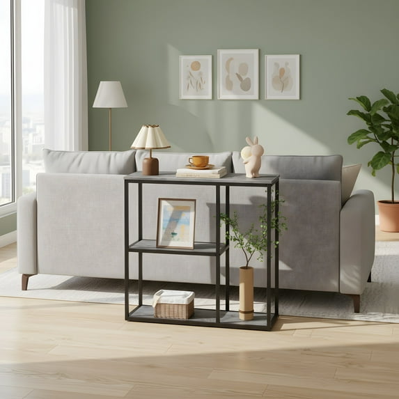Entryway Console Table with 3-Tier Shelves - Modern Industrial Design ...
