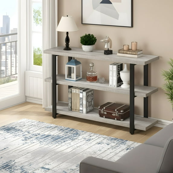 Entryway Console Table with Storage Shelves - Modern Industrial Design ...