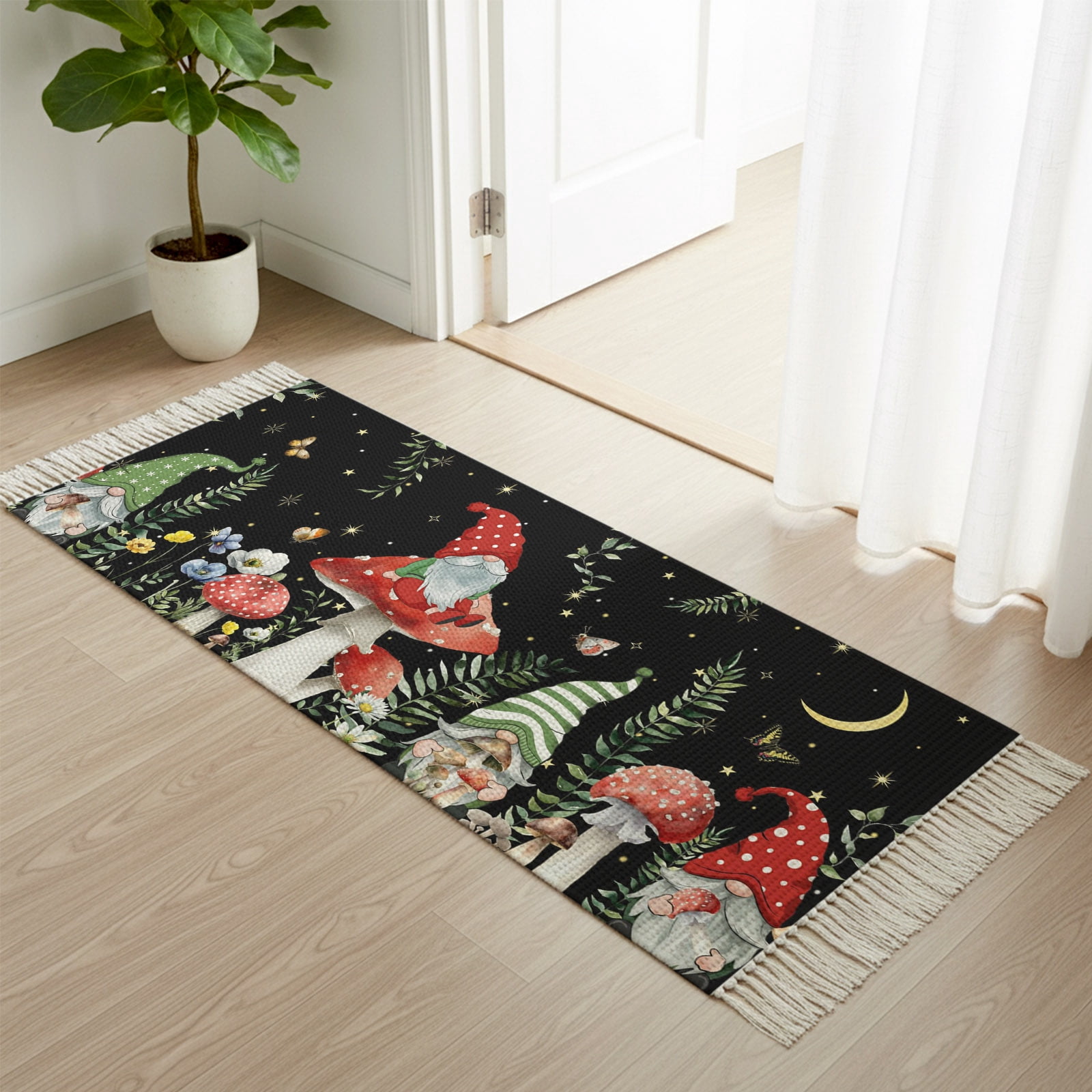 Entryway Door Mat 2'x 4', Mushroom Non Slip Washable Throw Rug with ...