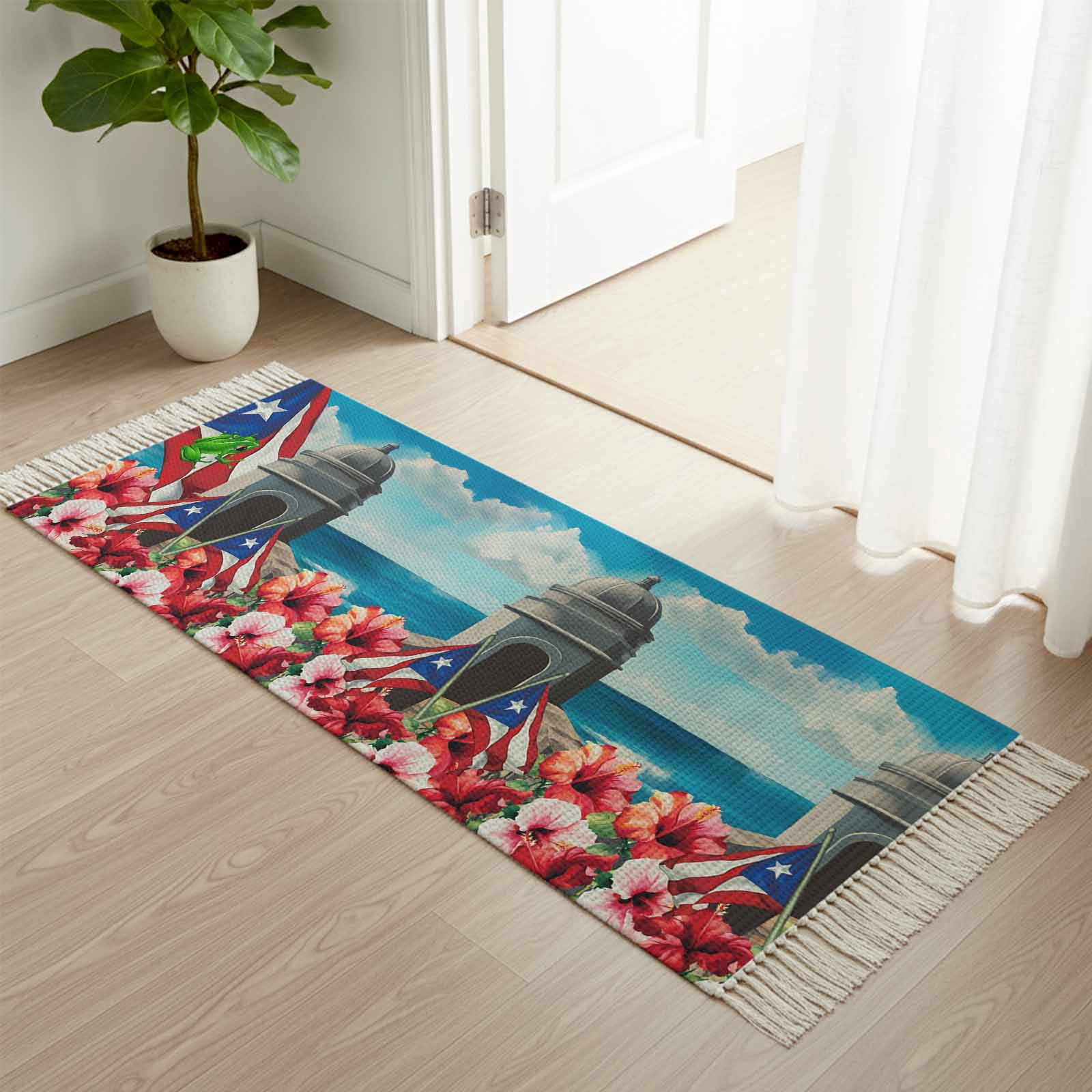 Entryway Door Mat 2'x 4', Red Blue Flag Non Slip Washable Throw Rug ...
