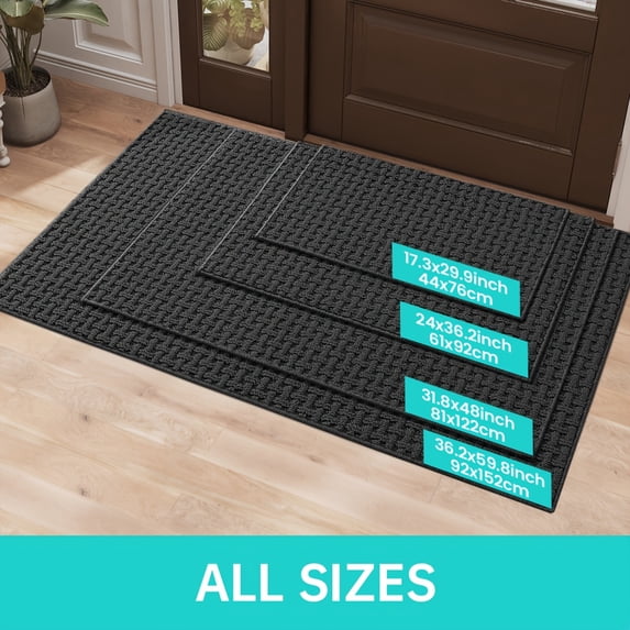 Entryway Doormat, Non-Slip Absorbent Low Profile Washable Welcome Mat ...