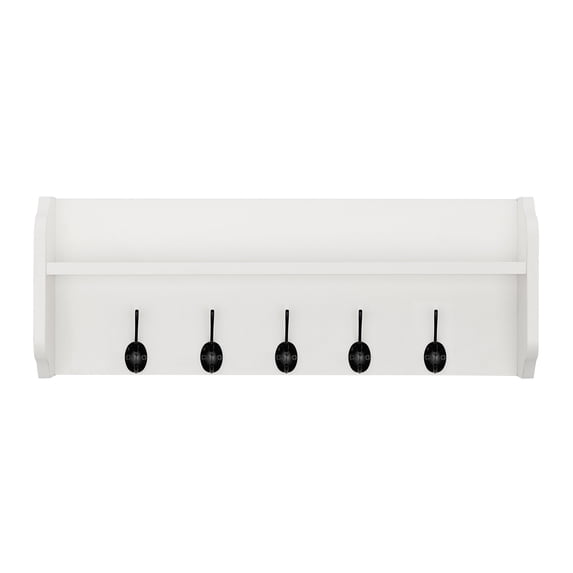 Danya B. Multi-Use Entryway Floating Wall Shelf with Hooks - White ...