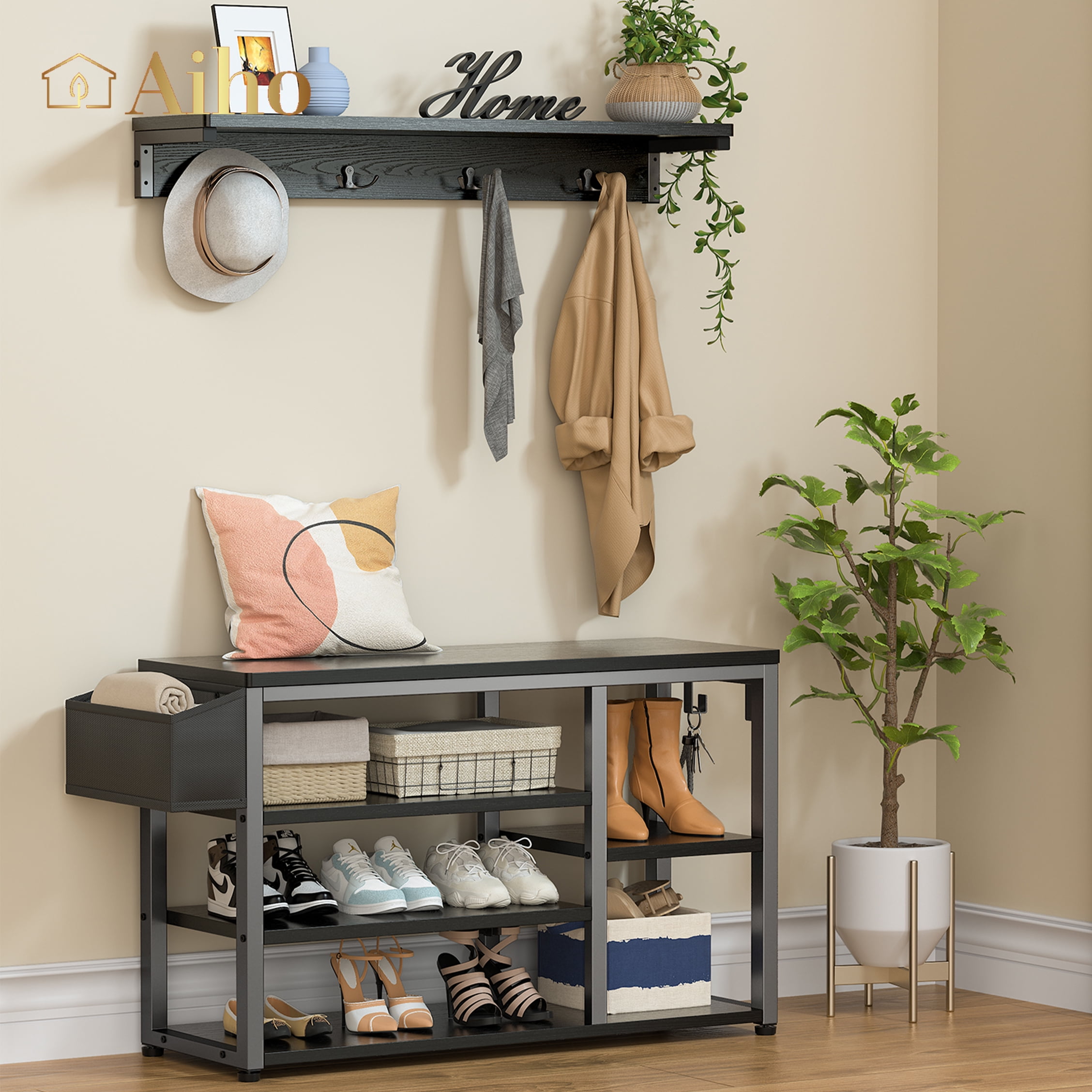 Entryway Hall Tree Shoe Bench with Storage, for Entryway, Hallway ...
