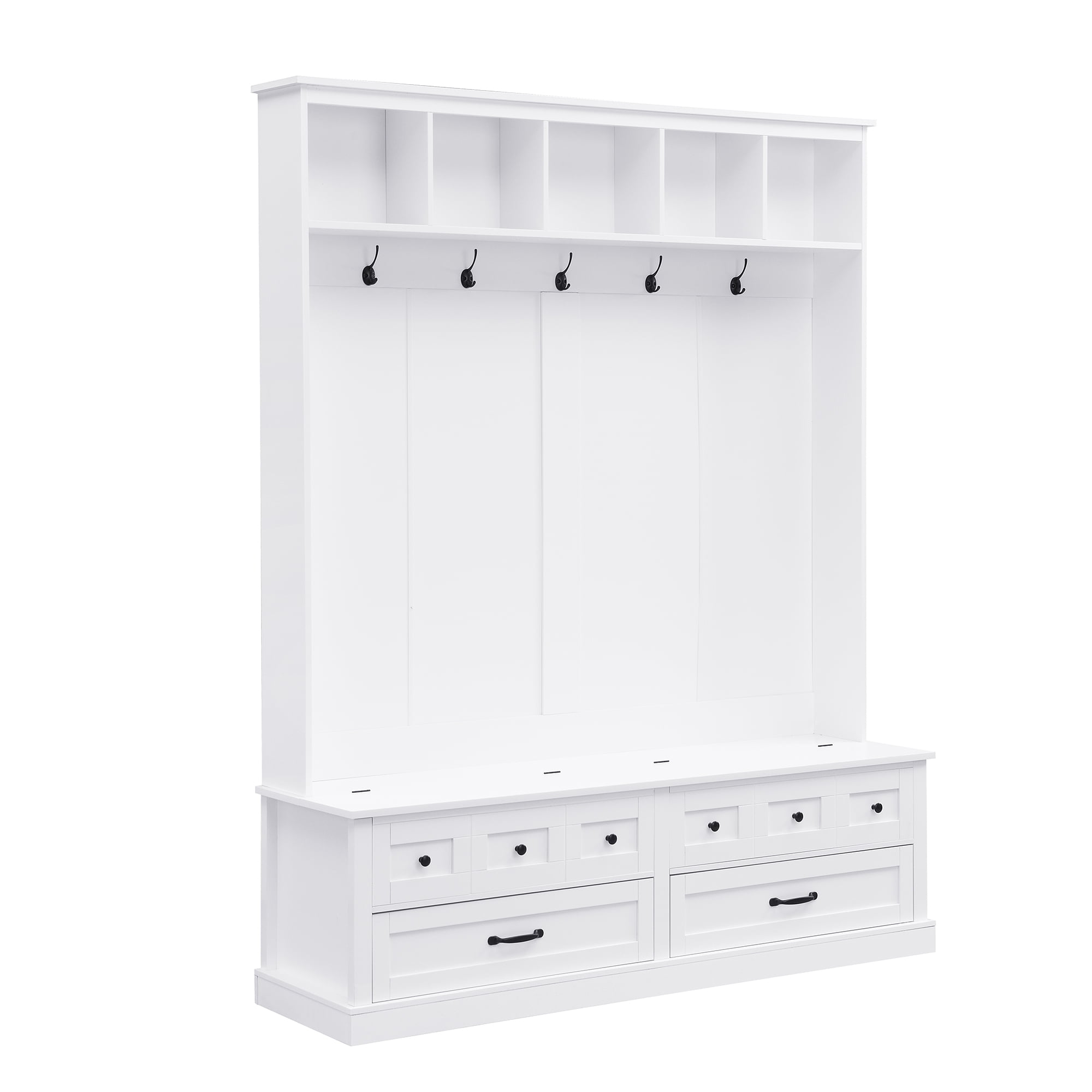 Entryway Hall Tree With Coat Rack And Storage Bench, 3-in-1 Hall Tree ...
