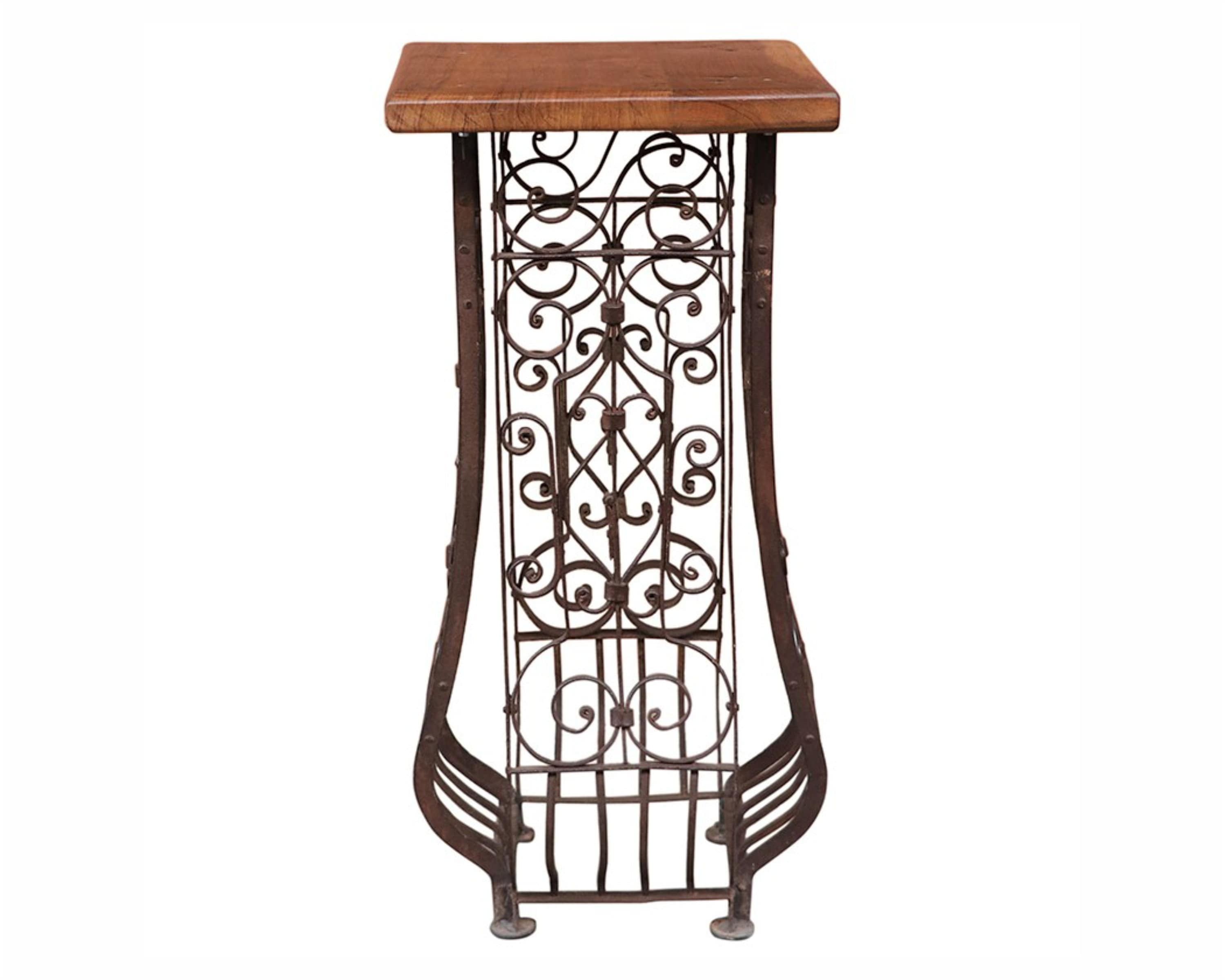 Entryway Living Metal Accent Iron Table | Distressed Brown Solid Wood ...