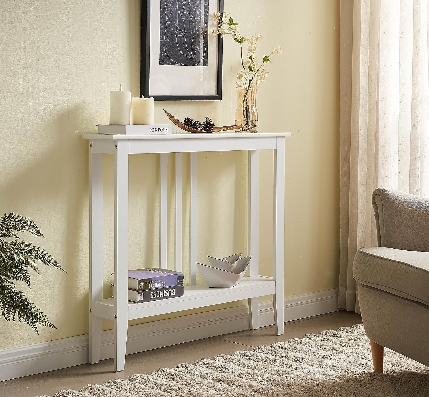 - Entryway - Narrow Console - Console with - Hallway Decor - Wood ...