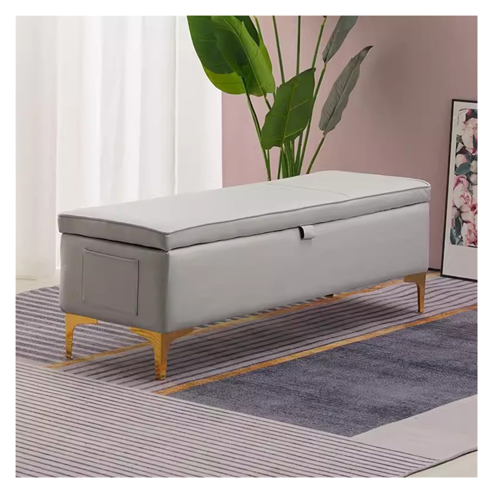 Entryway Ottoman Bench with Storage and Seating,Bed End Long Storage ...