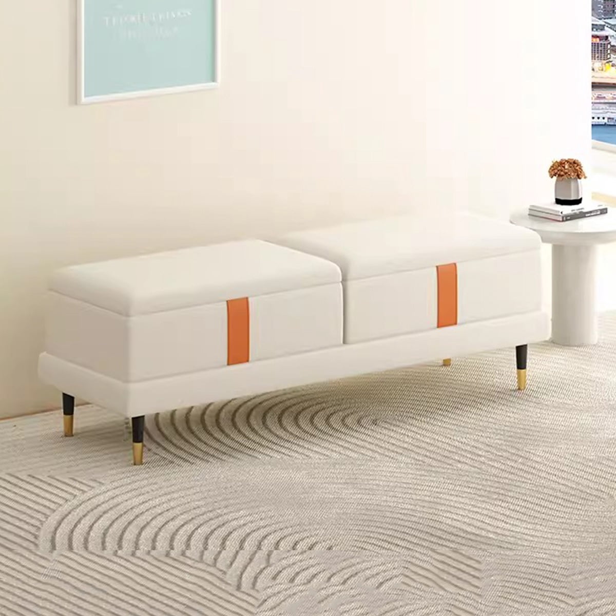 Entryway Ottoman Storage Bench with Flip Lid,Upholstered Rectangular ...