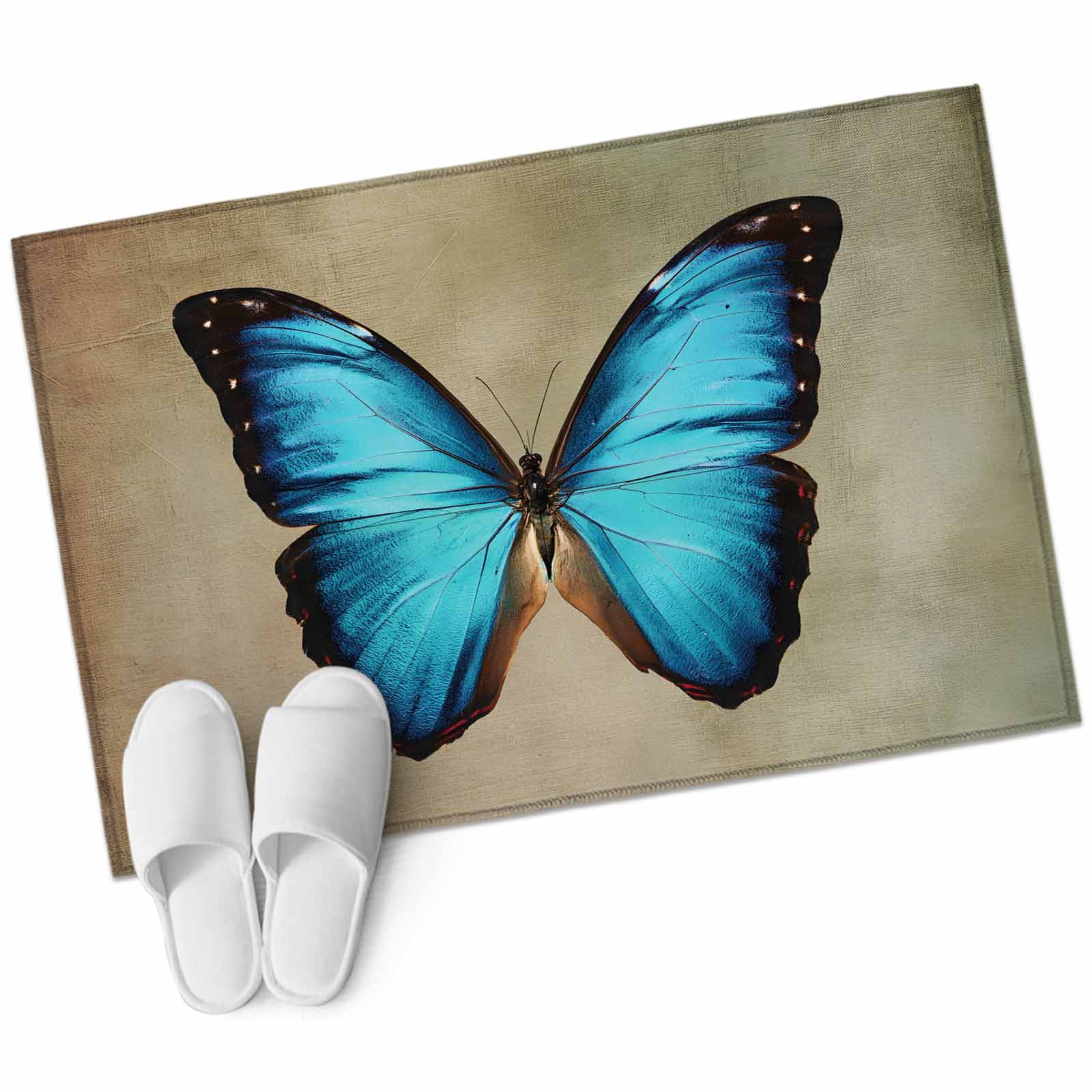 Entryway Rug 2'x3' Blue Butterfly Small Area Rug Non-Slip Front Door ...