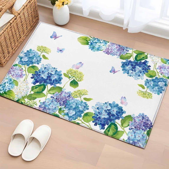 Entryway Rug 2'x3', Blue Hydrangea Small Rug for Kitchen Bathroom Door ...