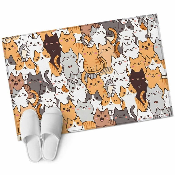 Entryway Rug 2'x3' Cartoon Cat Small Area Rug Non-Slip Front Door Mat ...