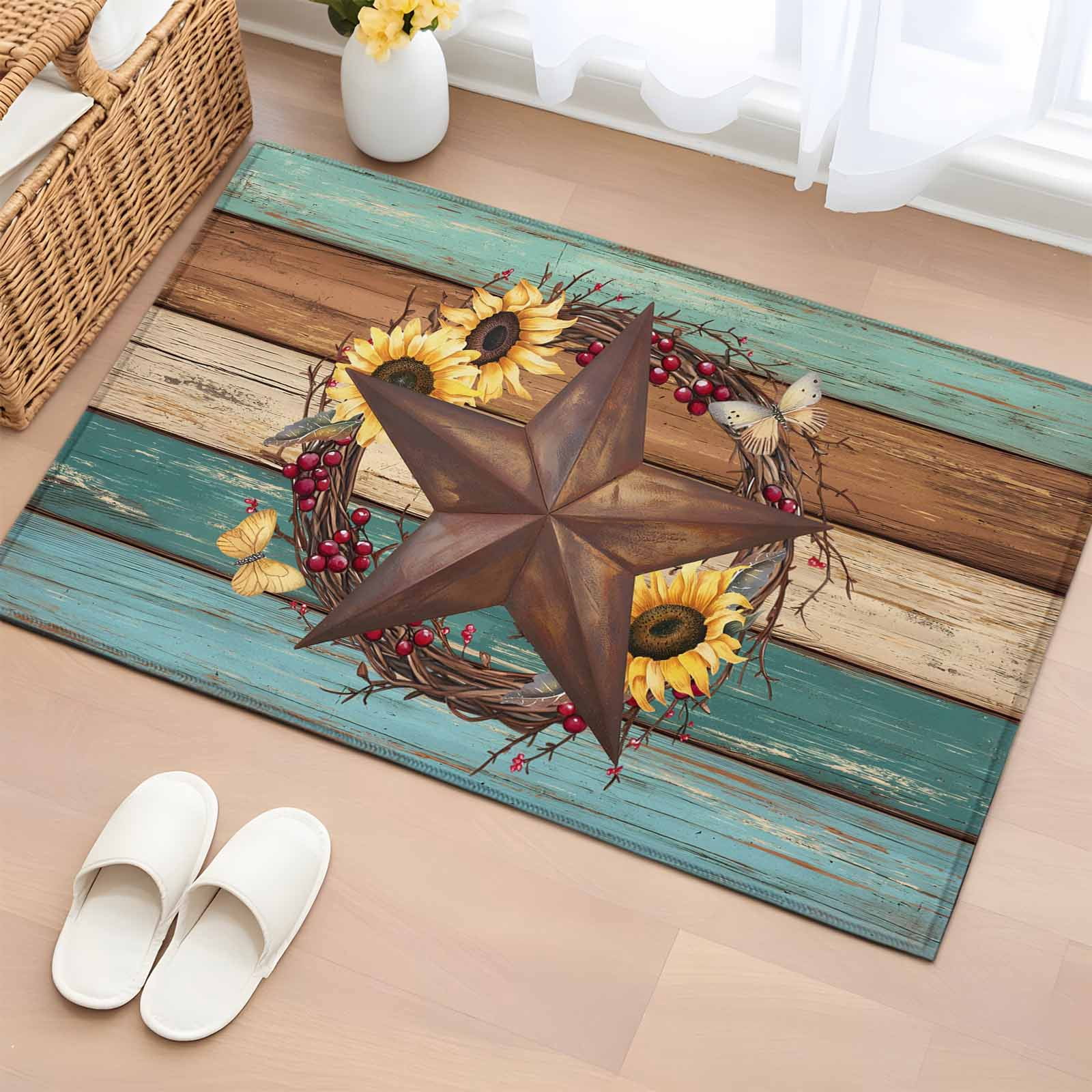 Entryway Rug 2'x3', Country Star Vintage Small Rug for Kitchen Bathroom ...