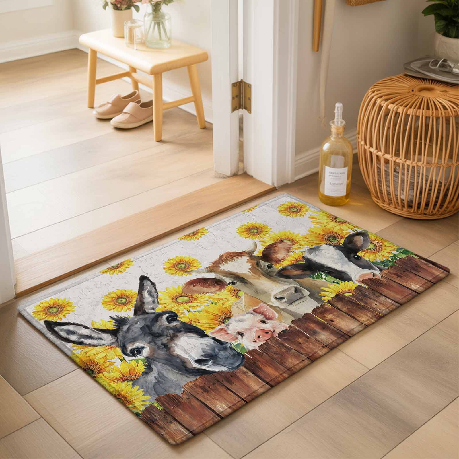 Entryway Rug 2'x3', Cute Farm Animals Kitchen Runner Rugs Non-Slip ...