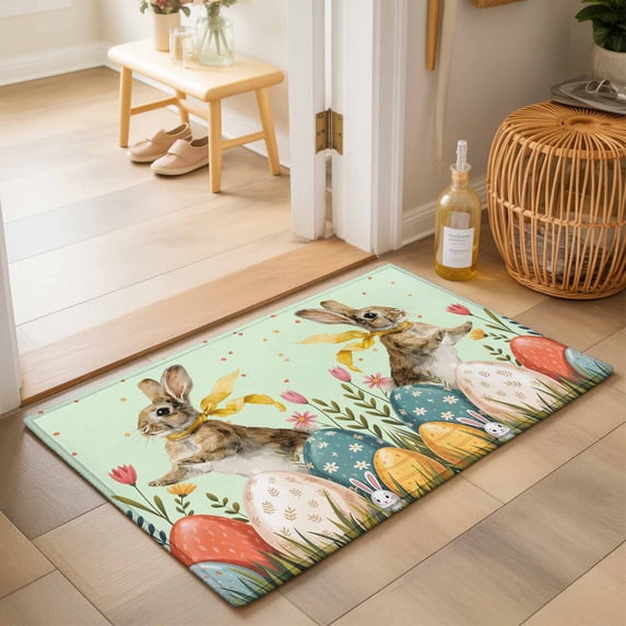Entryway Rug 2'x3', Easter Bunny Eggs Kitchen Runner Rugs Non-Slip ...