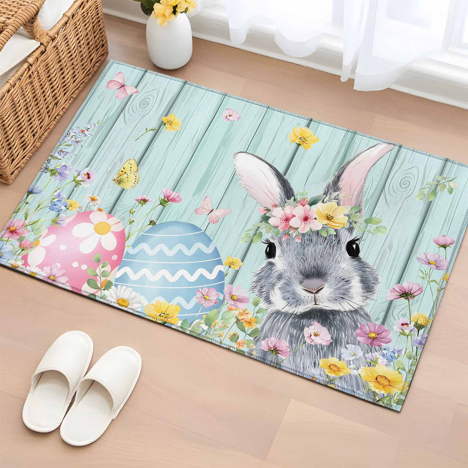 Entryway Rug 2'x3', Easter Bunny Small Rug for Kitchen Bathroom Door ...