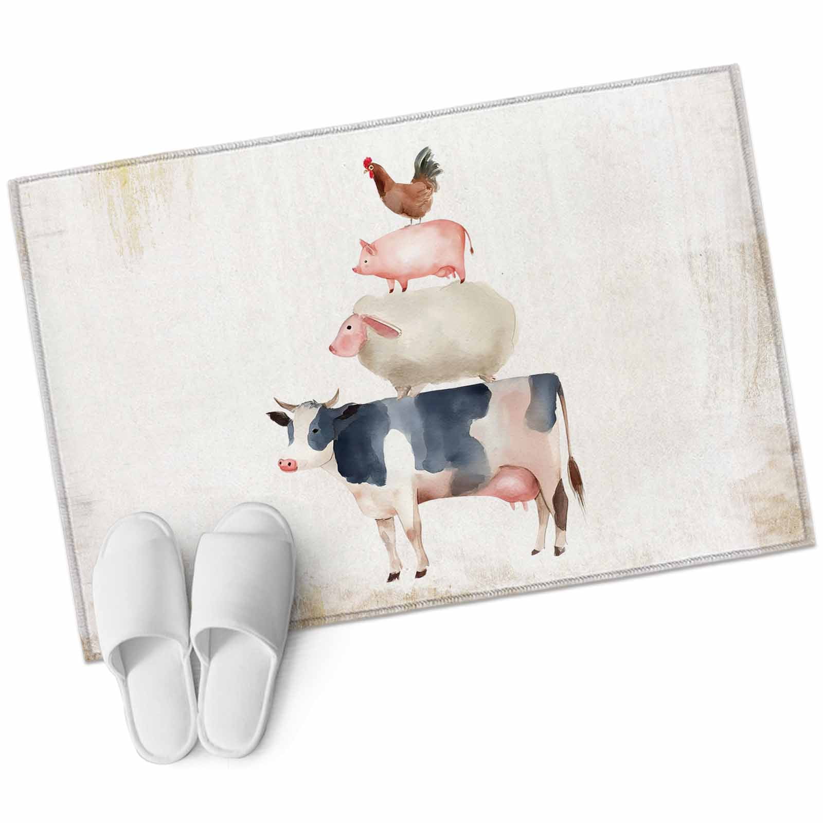 Entryway Rug 2'x3' Farmhouse Animals Small Area Rug Non-Slip Front Door ...