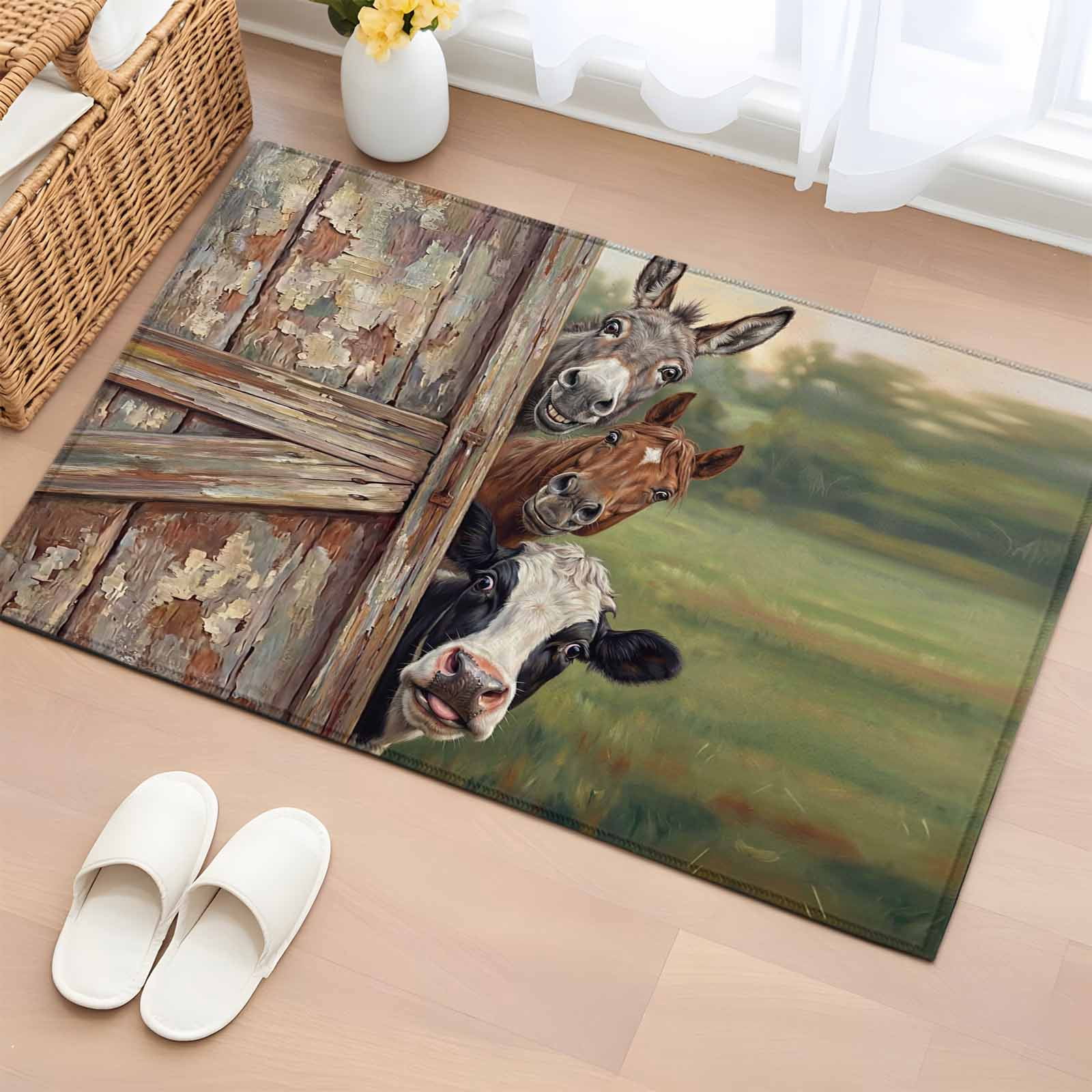 Entryway Rug 2'x3', Farmhouse Animals Small Rug for Kitchen Bathroom ...
