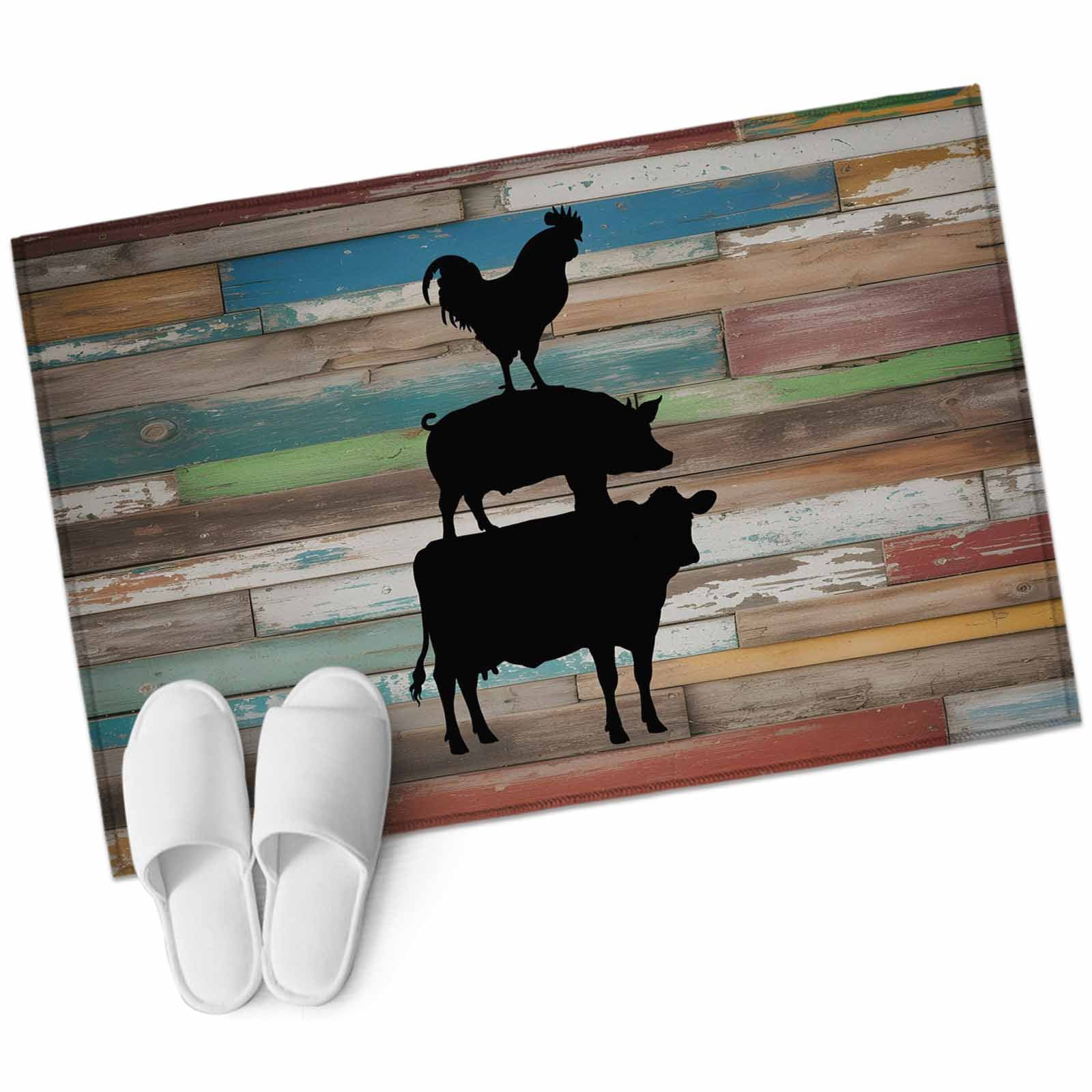 Entryway Rug 2'x3' Farmhouse Wooden Grain Small Area Rug Non-Slip Front ...