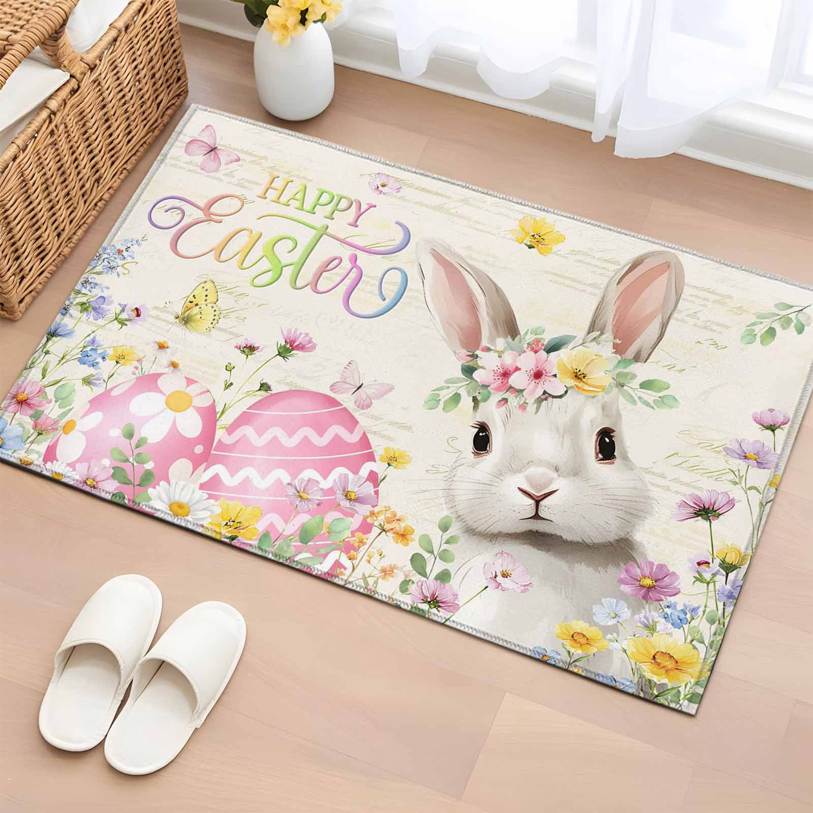 Entryway Rug 2'x3', Happy Easter Small Rug for Kitchen Bathroom Door ...
