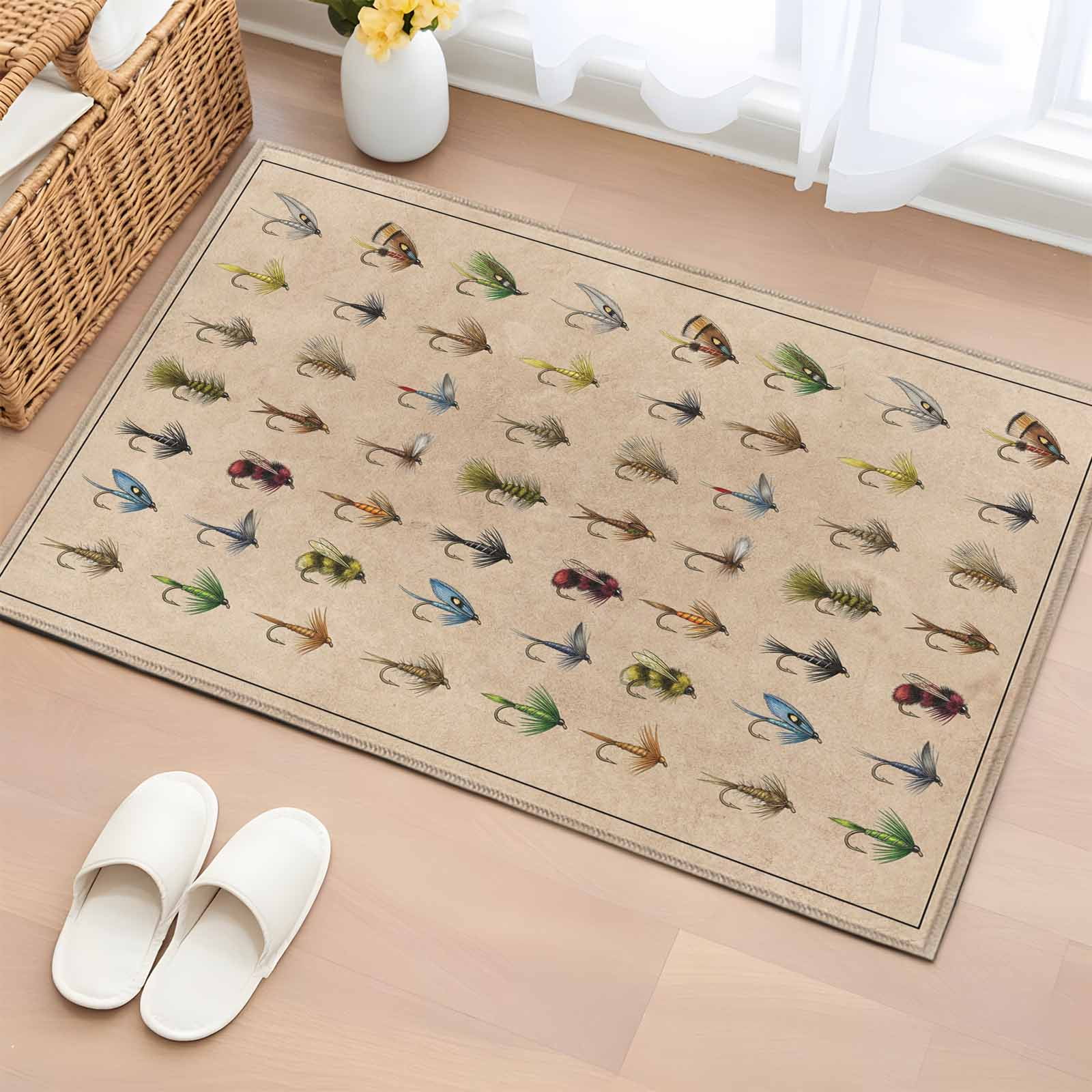 Entryway Rug 2'x3', Ocean Fishhooks Small Rug for Kitchen Bathroom Door ...