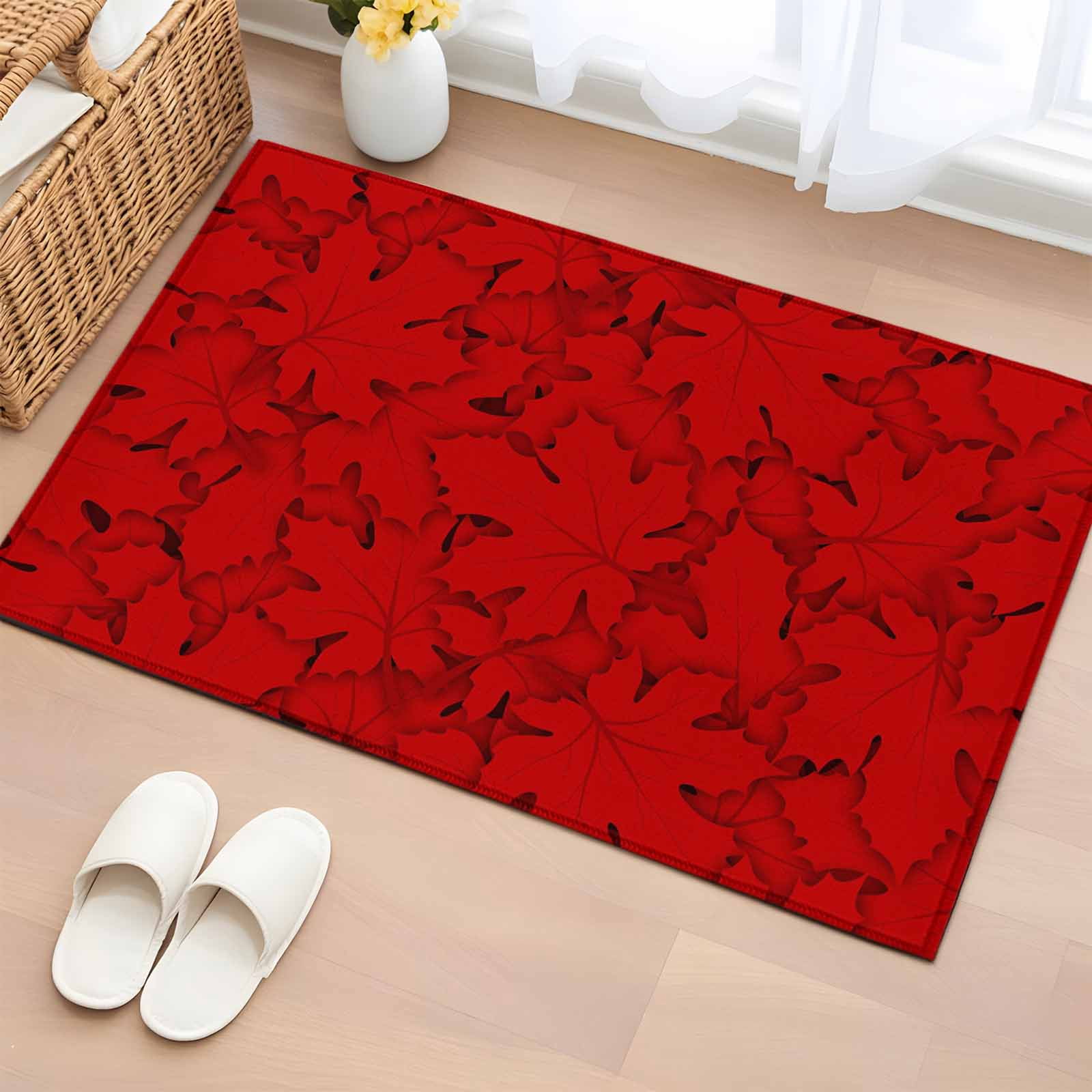 Entryway Rug 2'x3', Red Canada Maple Small Rug for Kitchen Bathroom ...