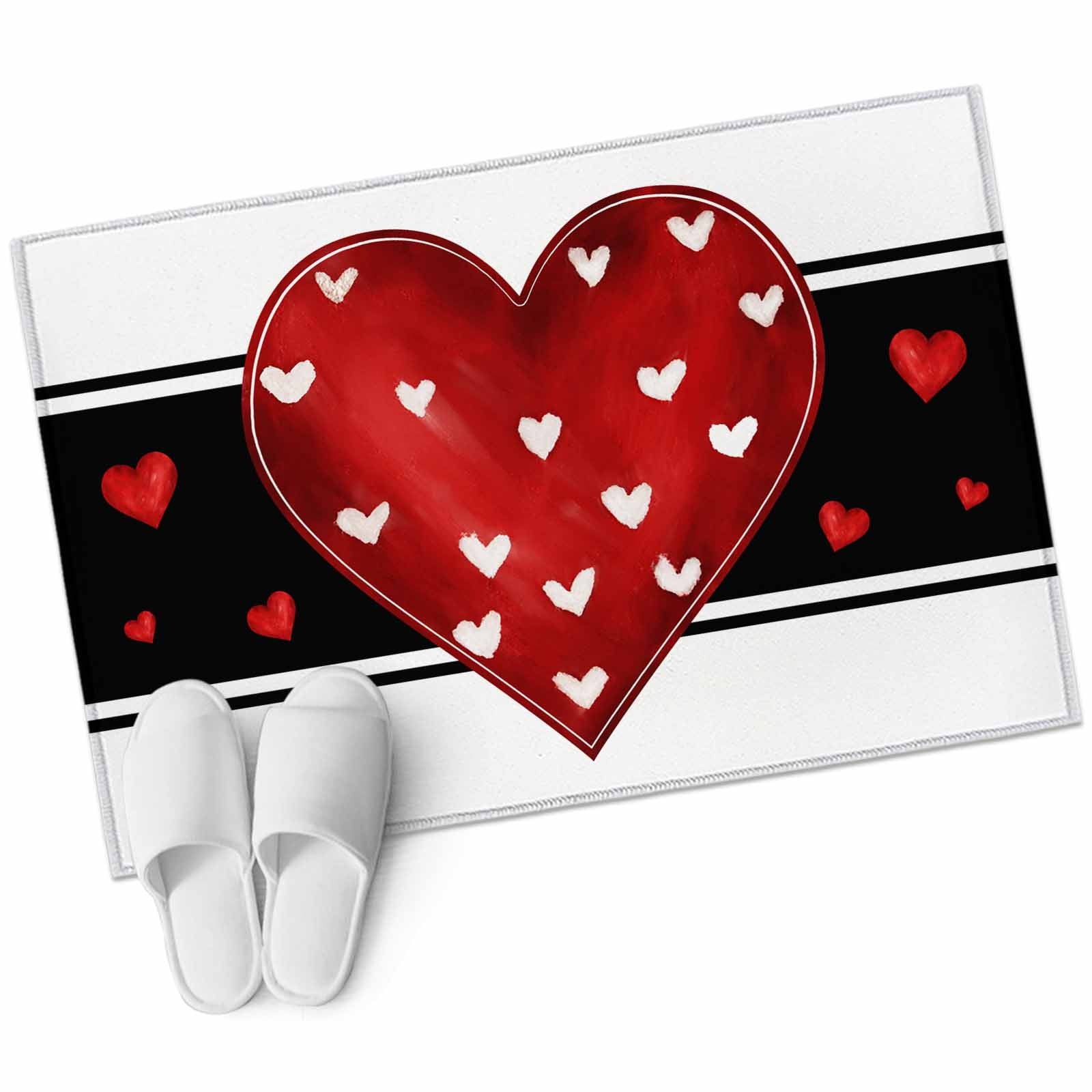 Entryway Rug 2'x3' Red Love Heart Valentine Small Area Rug Non-Slip ...