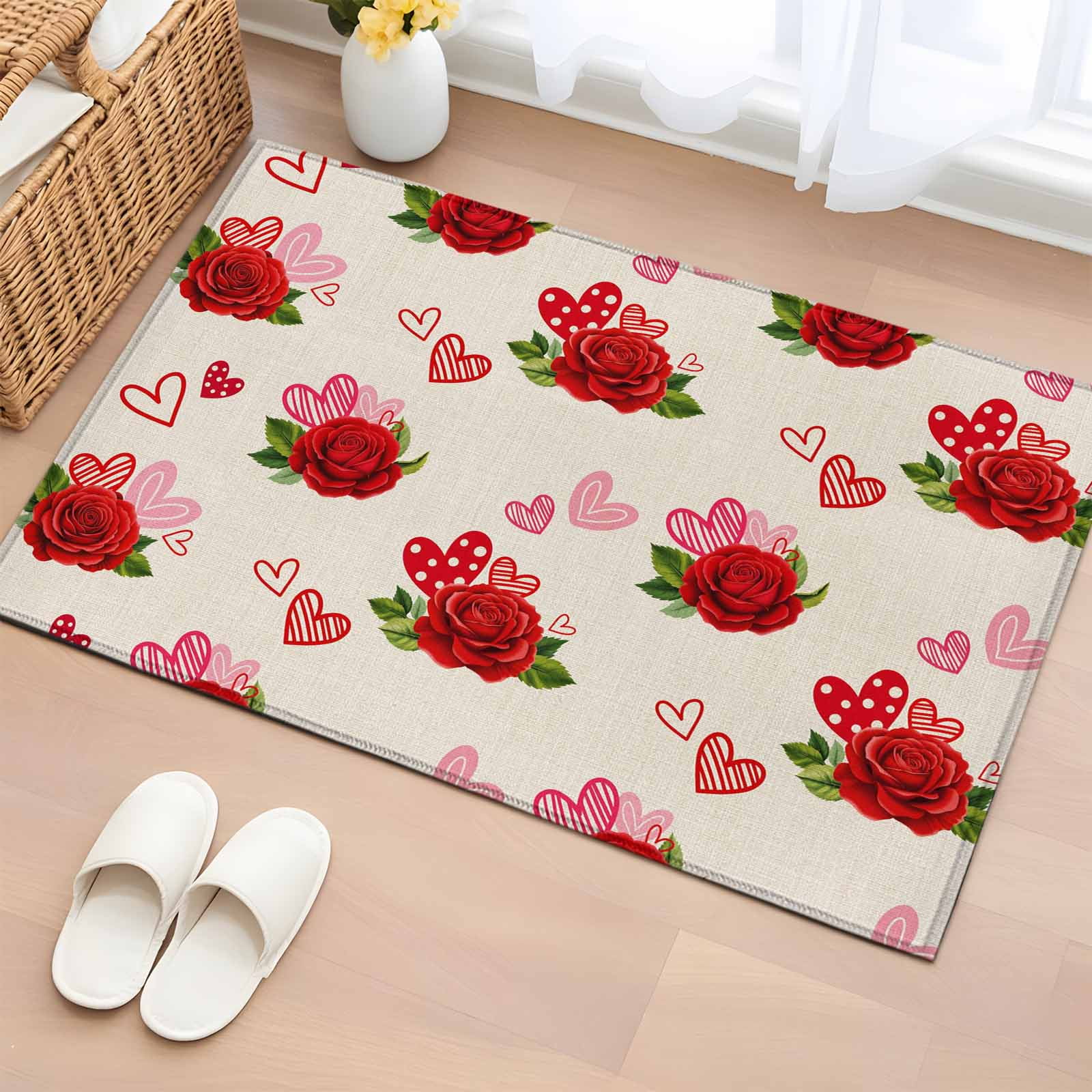 Entryway Rug 2'x3', Red Roses Small Rug for Kitchen Bathroom Door Mat ...
