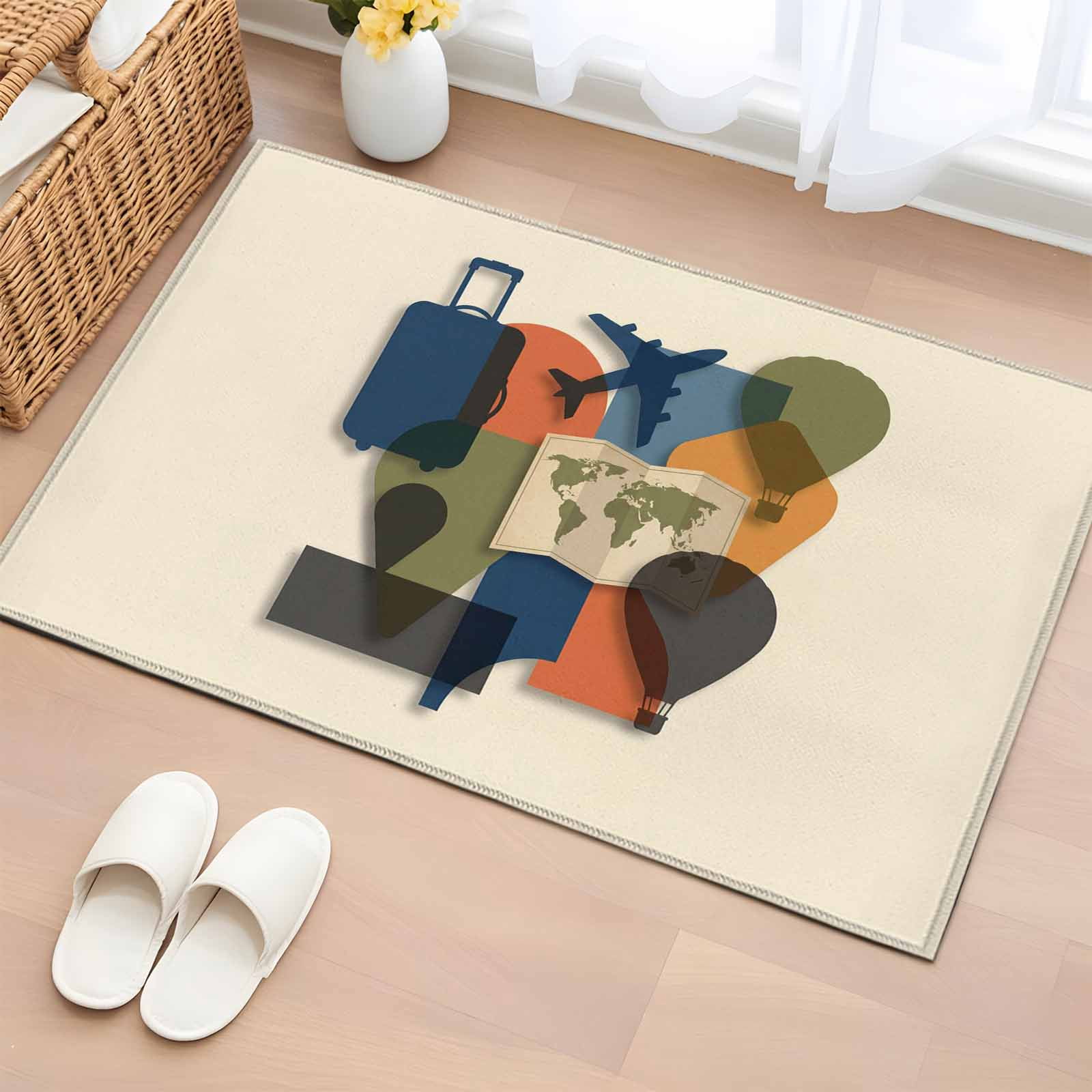 Entryway Rug 2'x3', Travel Adventure Small Rug for Kitchen Bathroom ...