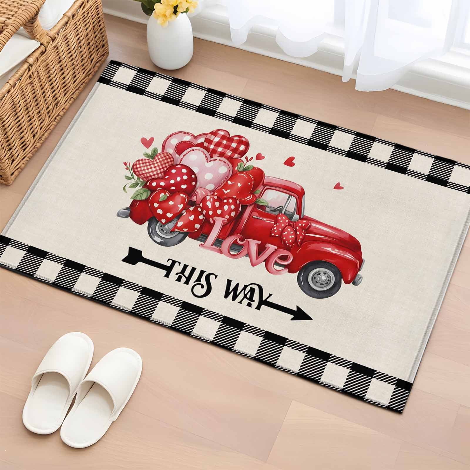 Entryway Rug 2'x3', Valentine's Day Small Rug for Kitchen Bathroom Door ...