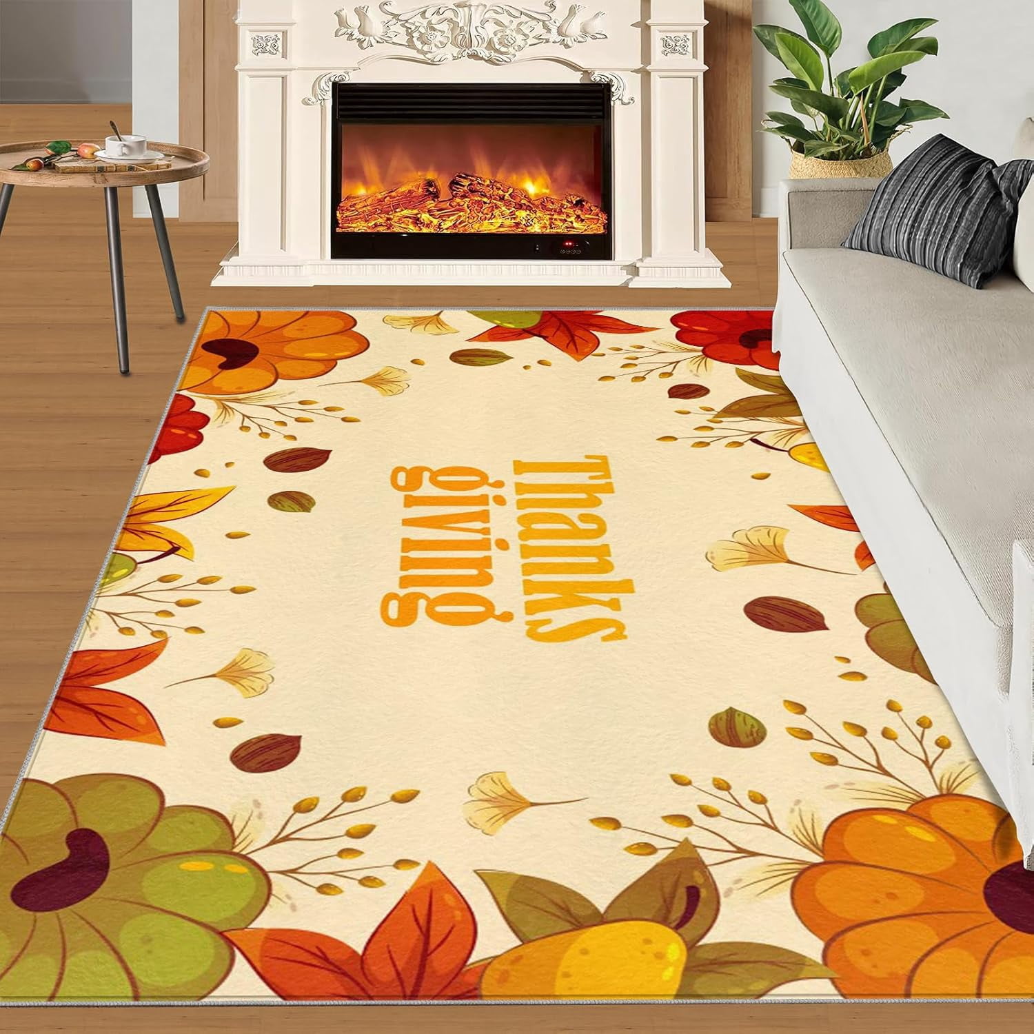 Entryway Rug Autumn Light Yellow Rug, Thanksgiving Rug Non-Skid Easy ...