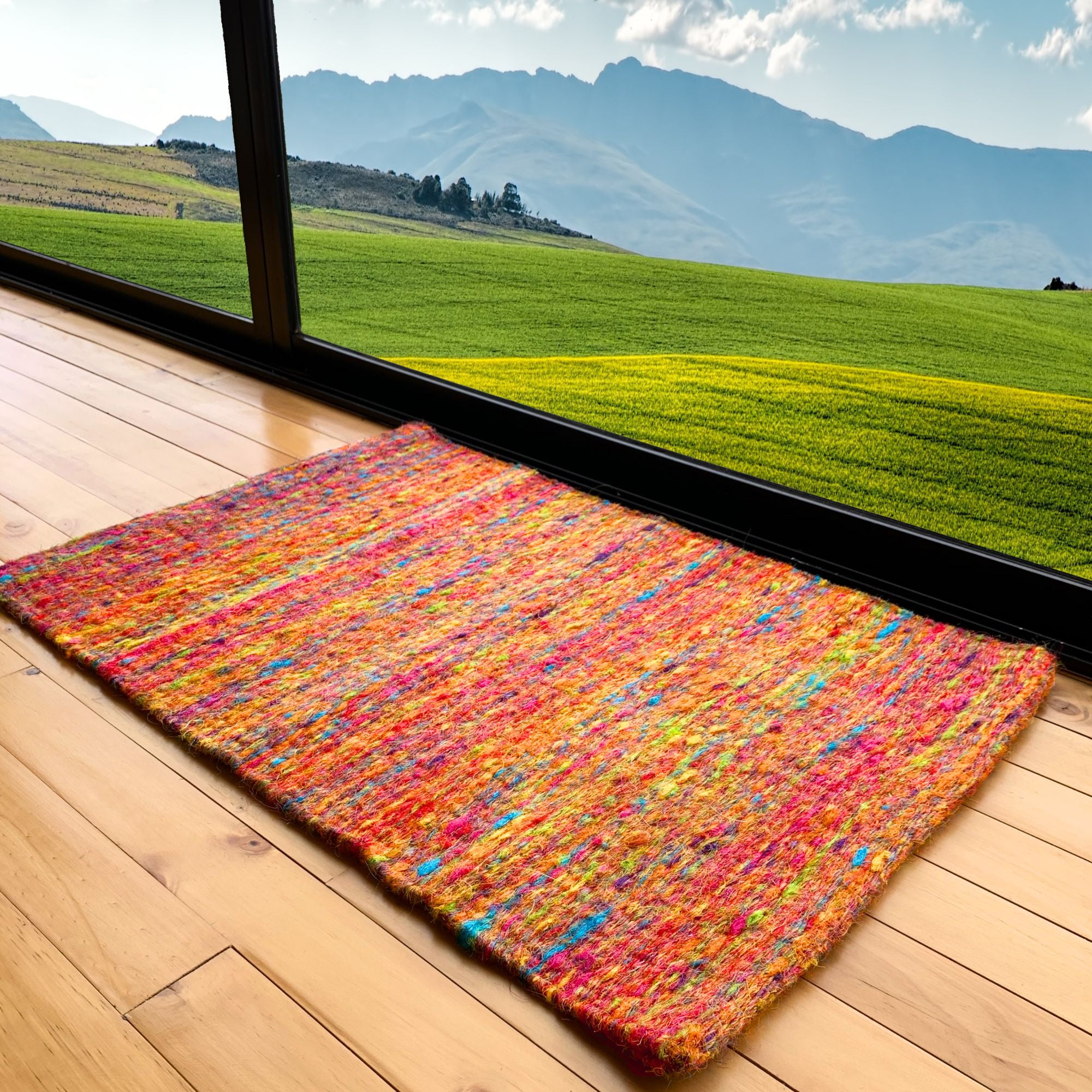 Entryway Rug Indoor Door Mat, Natural Fiber Red Lava Small Rug, Front ...