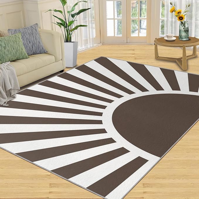 Entryway Rug, Medieval Sunrise Area Rug, Gray Sun Rays Indoor Non Slip ...