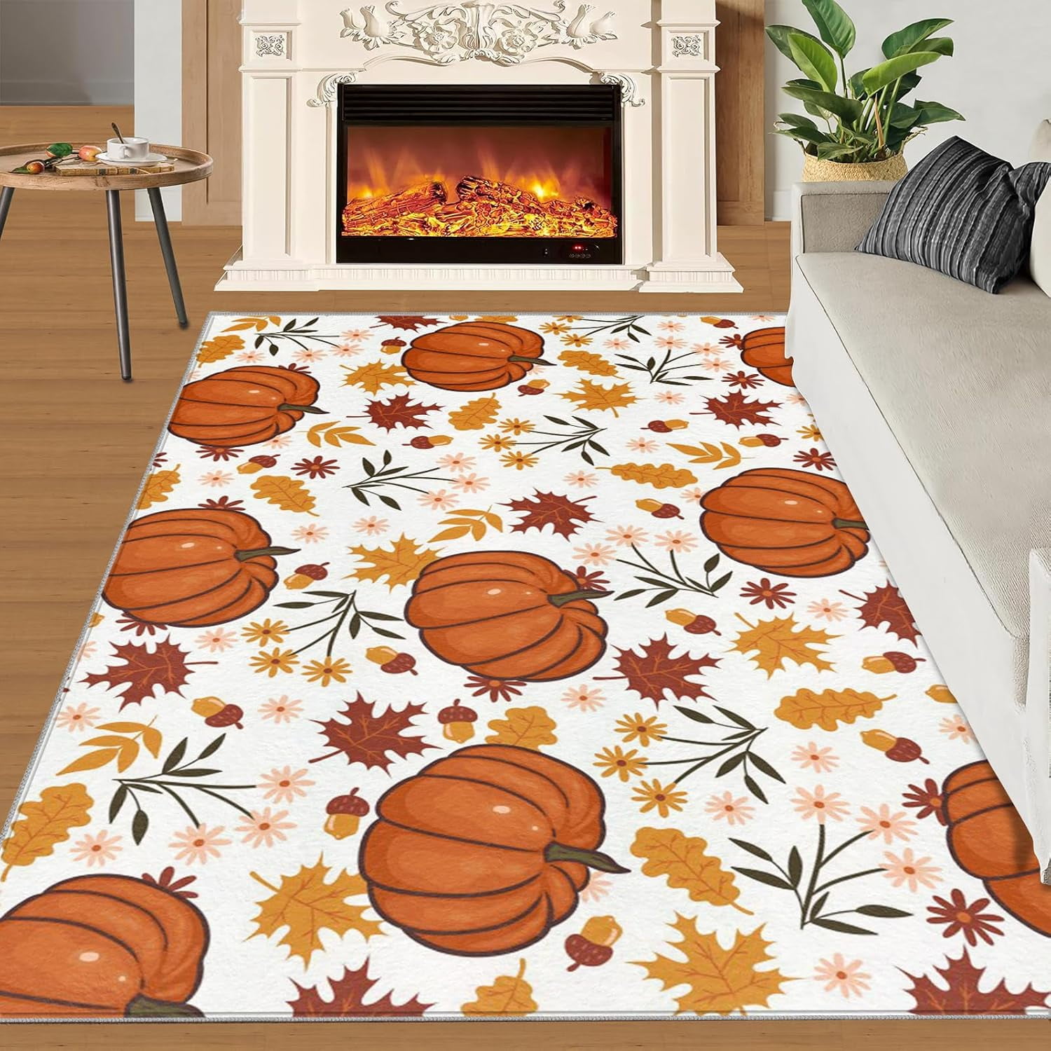 Entryway Rug Thanksgiving Rug, Big Orange Pumpkin Rugs for Bedroom ...
